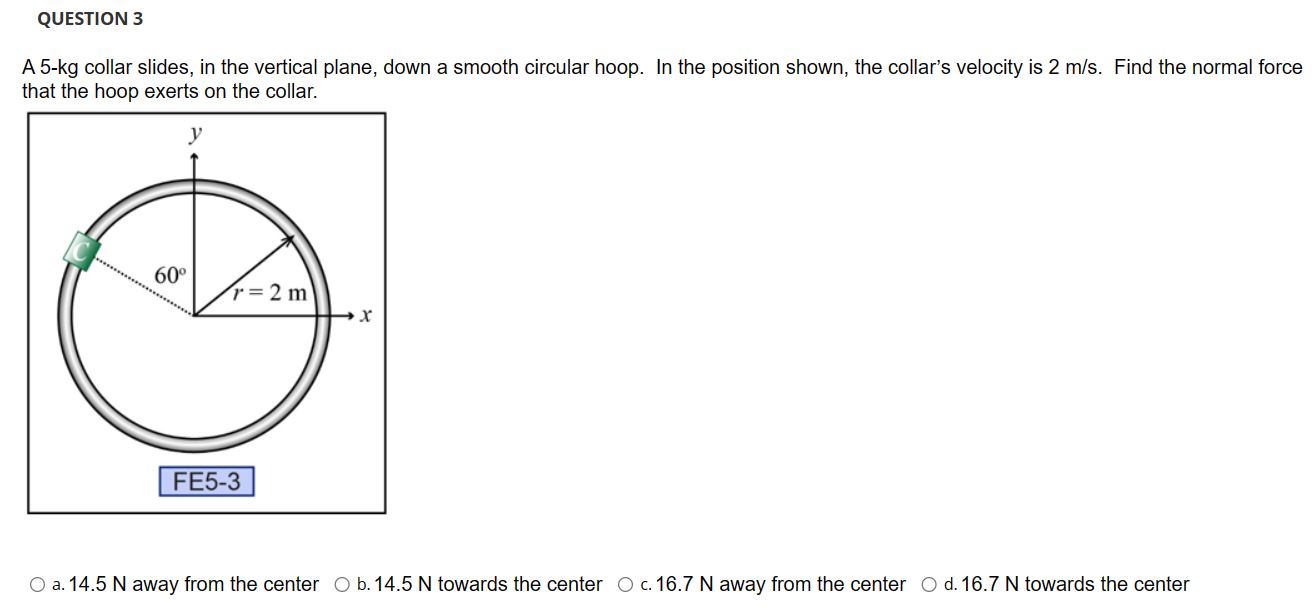 Solved QUESTION 3A 5-kg collar slides, in the vertical | Chegg.com