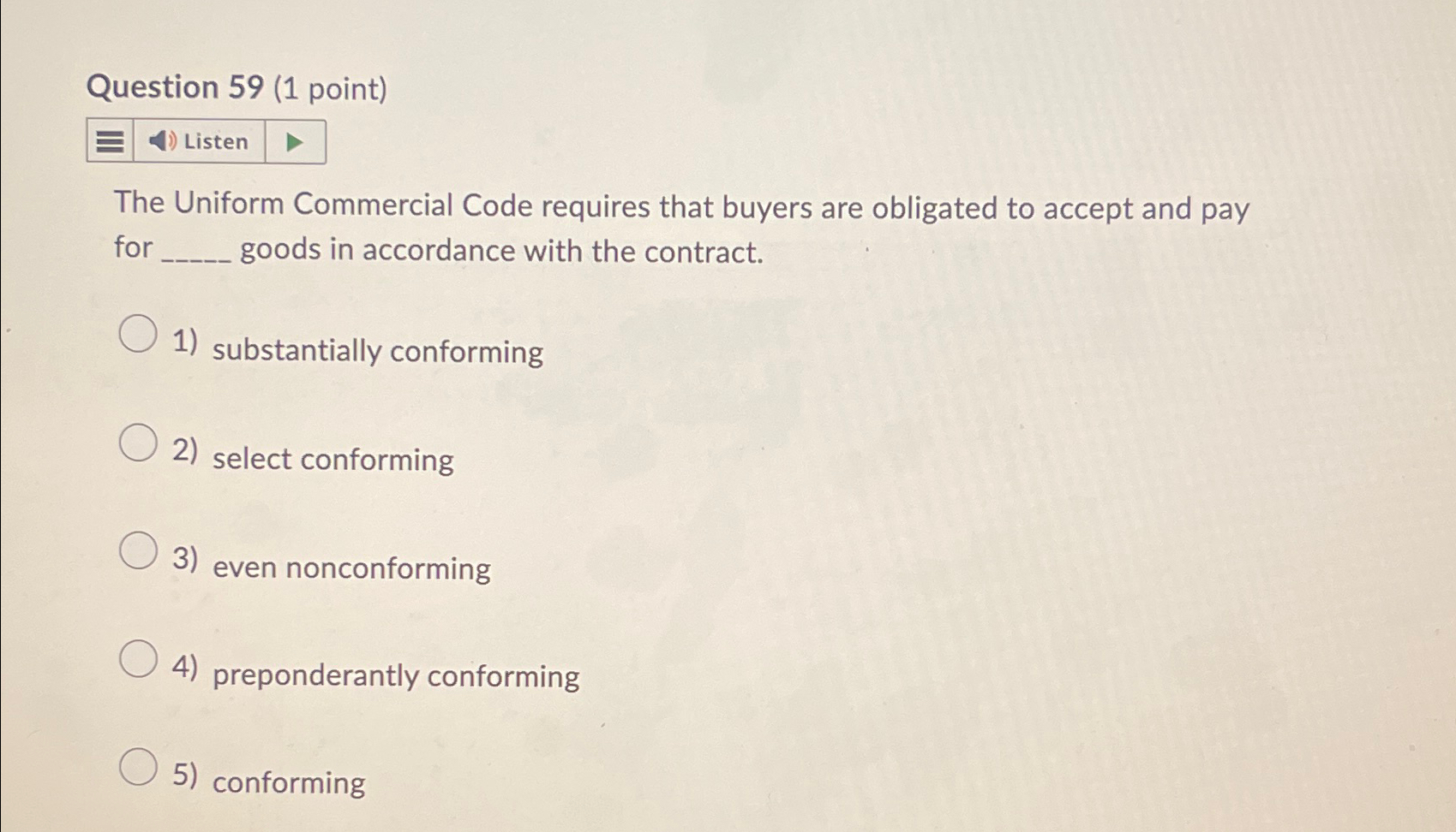 Solved Question 59 (1 ﻿point)The Uniform Commercial Code | Chegg.com