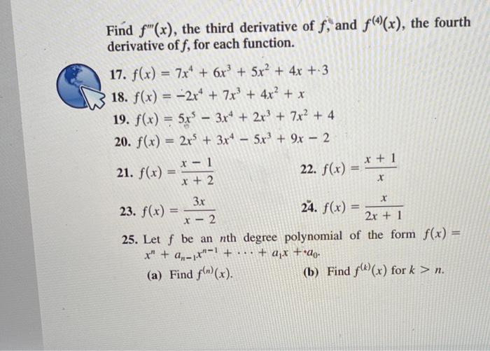 Solved Find f′′′(x), the third derivative of f′′, and | Chegg.com