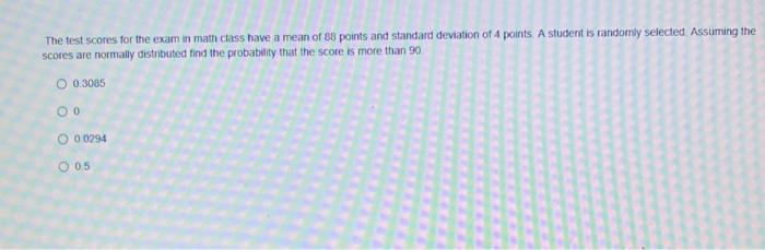 Solved The test scores for the exam in math class have a | Chegg.com