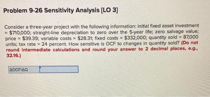 Solved Problem 9-26 Sensitivity Analysis (lo 3] Consider A 