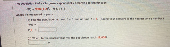 Solved The population Pof a city grows exponentially | Chegg.com