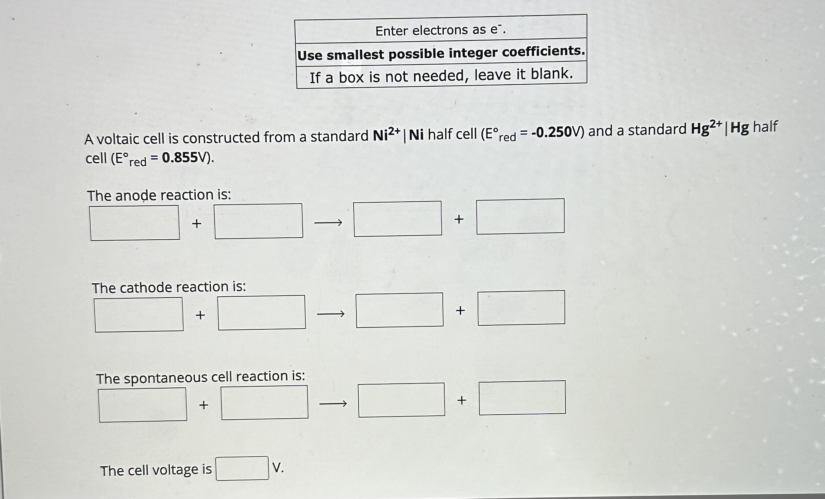 Solved Enter electrons as e-.Use smallest possible integer | Chegg.com