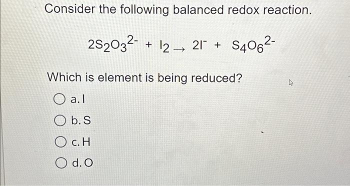 Solved Consider the following balanced redox reaction. | Chegg.com