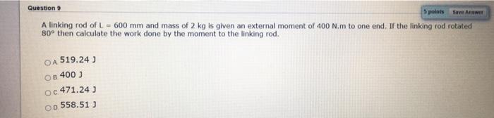 Solved 5 points Save Answer Question A linking rod of L - | Chegg.com
