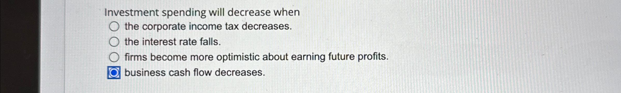 Solved Investment spending will decrease whenq, ﻿the | Chegg.com