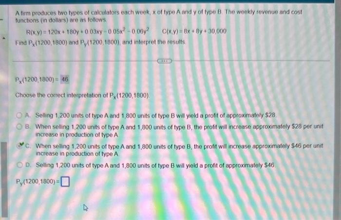 Solved A firm produces two types of calculators each week, x | Chegg.com