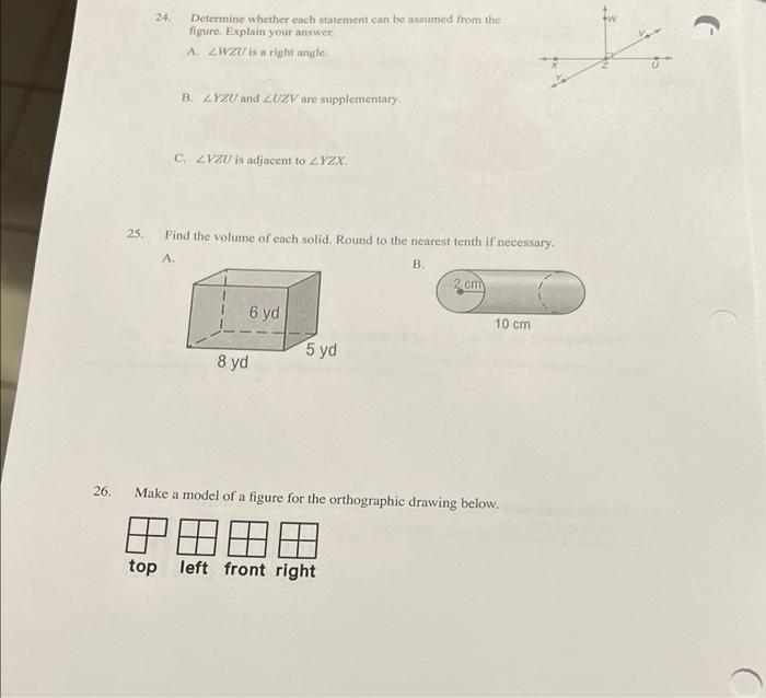 Solved 24. Determine whether cach statement can be assumed | Chegg.com