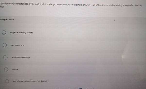 Solved environment characterized by sexual, racial, and age | Chegg.com