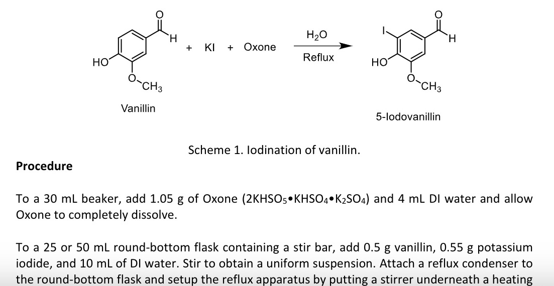 Solved Iodination of vanillin lab1.Calculate the theoretical | Chegg.com