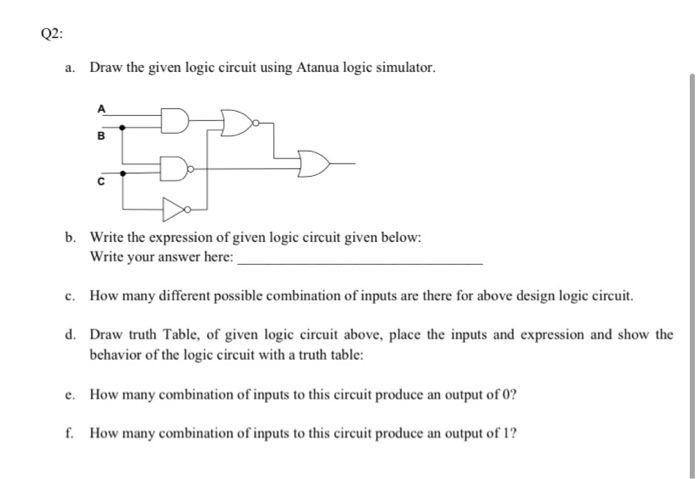Solved Q2: a. Draw the given logic circuit using Atanua | Chegg.com