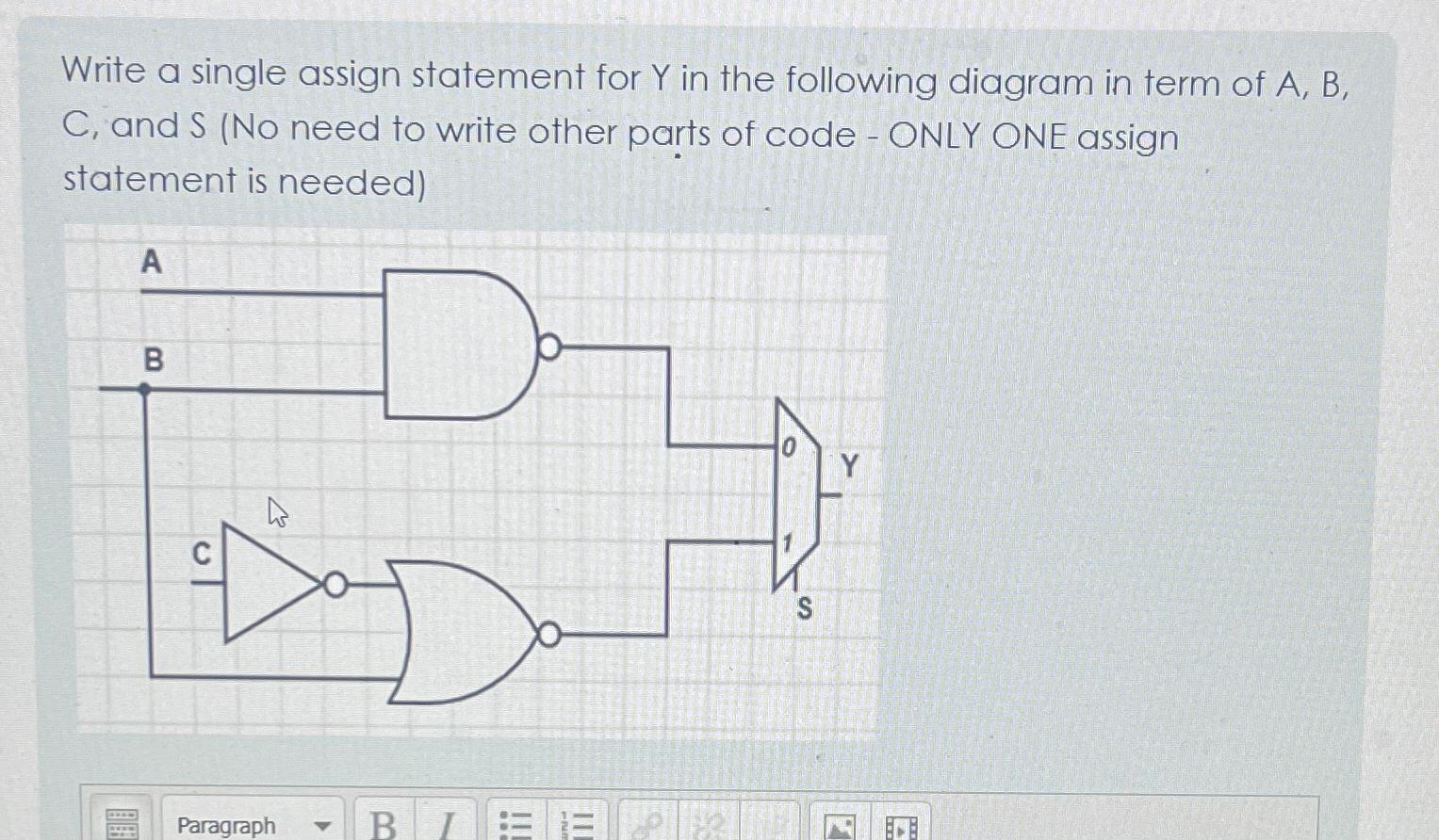 Solved Write a single assign statement for Y ﻿in the | Chegg.com