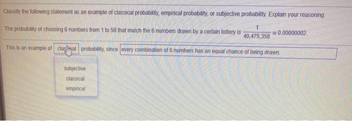 Solved Classify the following statement as an example of | Chegg.com