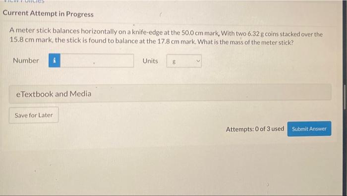 Solved WILS Current Attempt in Progress A meter stick | Chegg.com