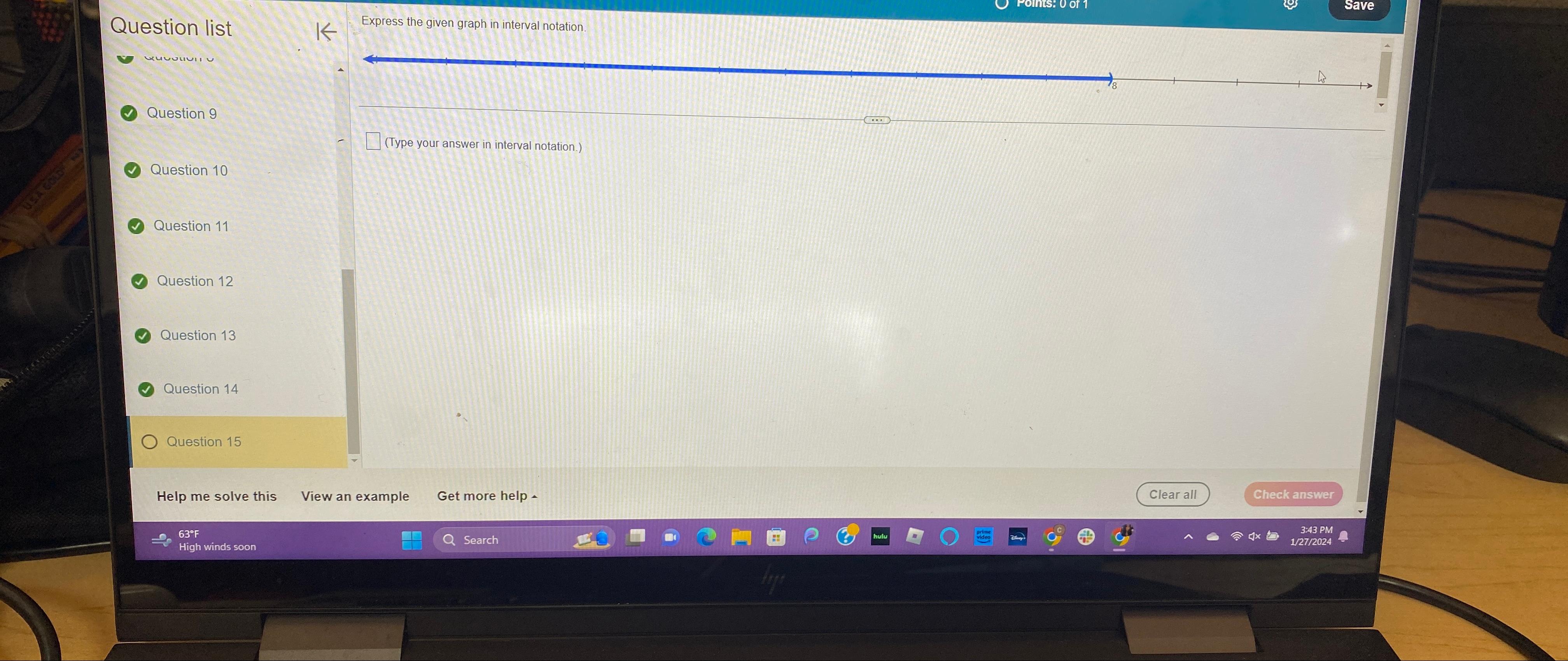 Solved Express the given graph in interval notation. Type | Chegg.com
