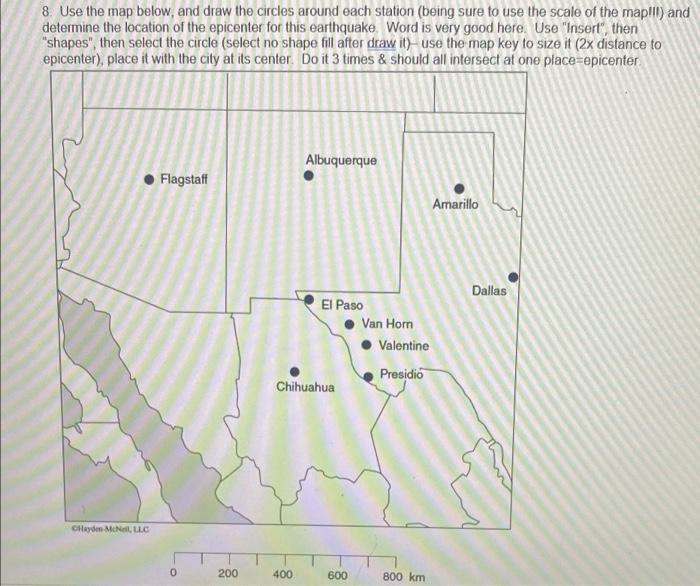 Solved 8 Use the map below, and draw the circles around each | Chegg.com