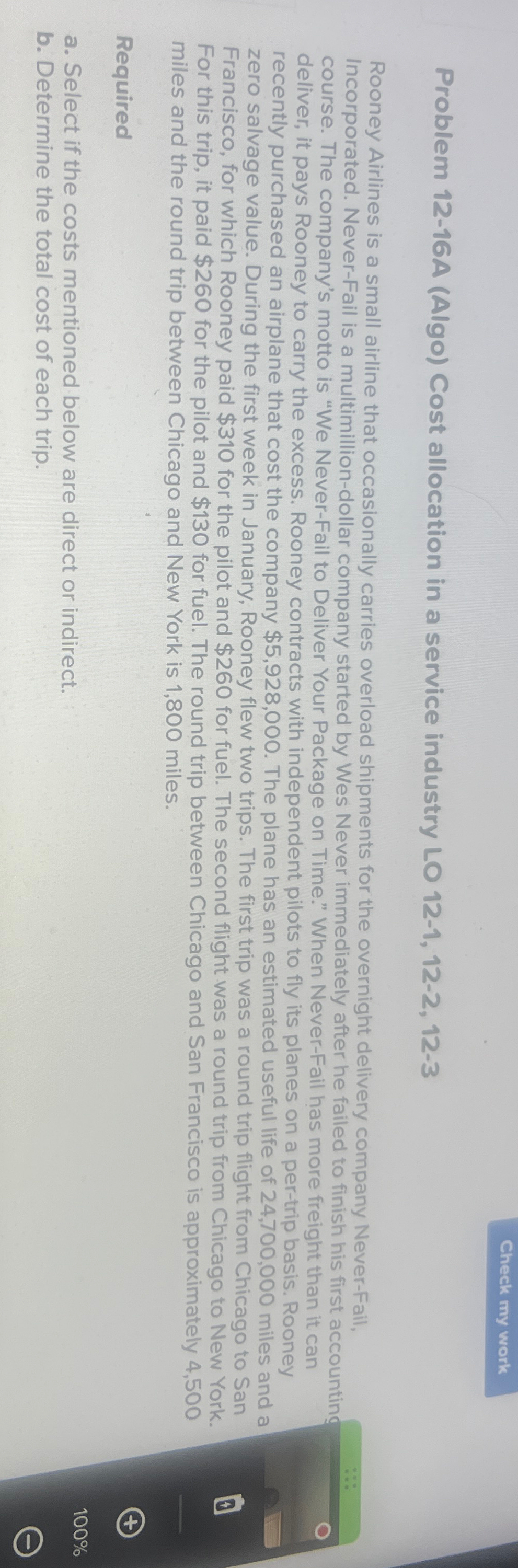 Solved Check my workProblem 12-16A (Algo) ﻿Cost allocation | Chegg.com