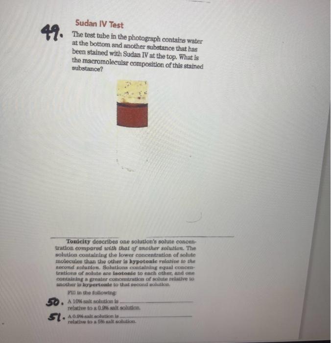 Solved Sudan IV Test 42. The test tube in the photograph | Chegg.com