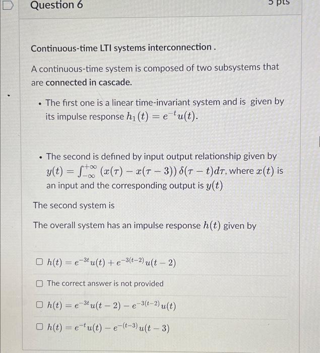 Solved Continuous-time LTI systems interconnection. A | Chegg.com