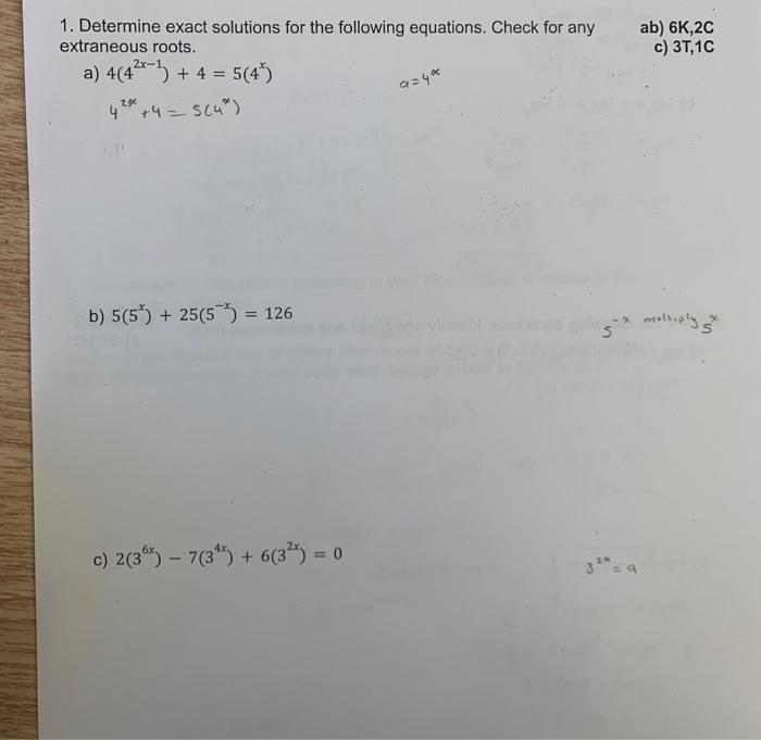 Solved 1. Determine exact solutions for the following | Chegg.com