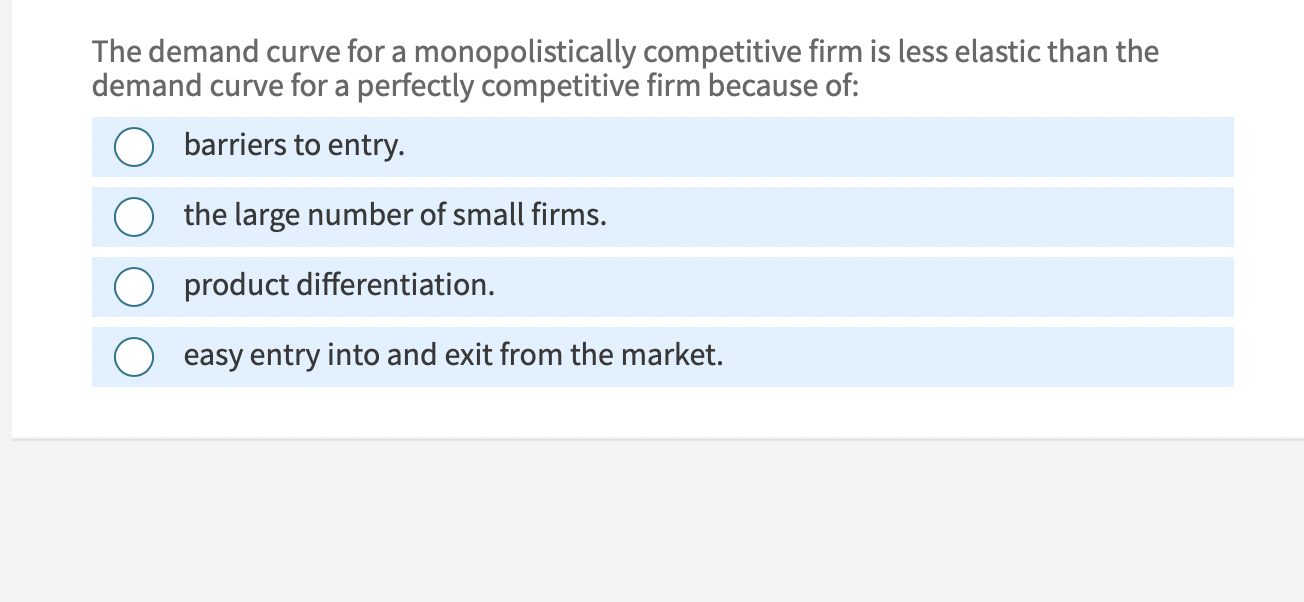 Solved The demand curve for a monopolistically competitive | Chegg.com