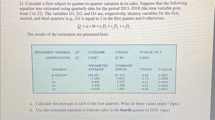 21. Consider a firm subject to quarter-to-quarter | Chegg.com