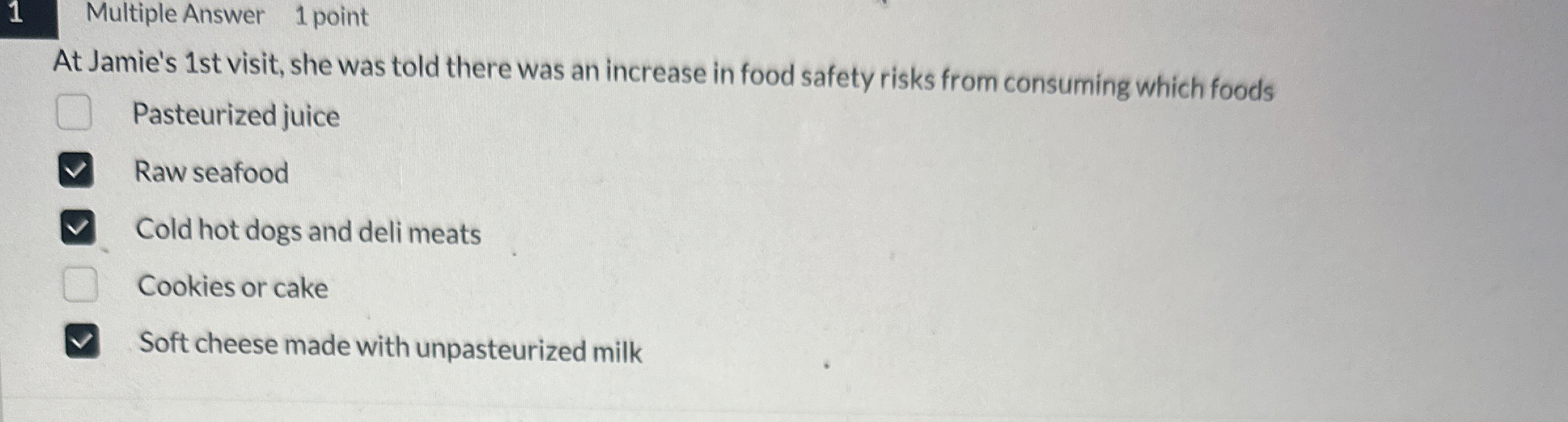 Solved 1, ﻿Multiple Answer 1 ﻿pointAt Jamie's 1st visit, she | Chegg.com