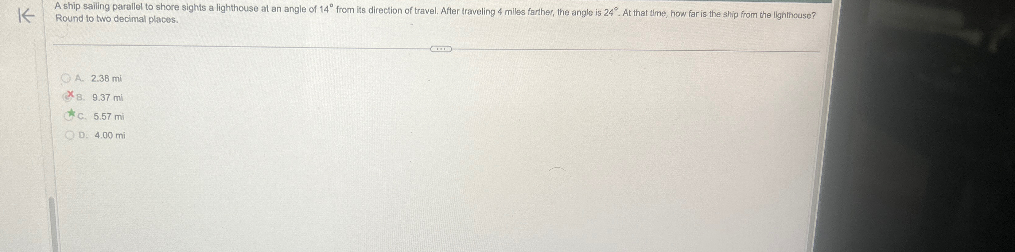 Solved A ship sailing parallel to shore sights a lighthouse | Chegg.com