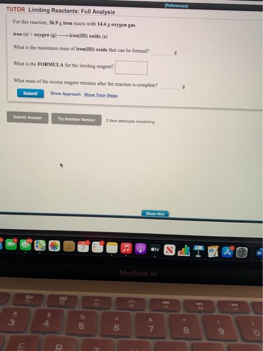 Solved Reference TUTOR Limiting Reactants: Full Analysis For | Chegg.com
