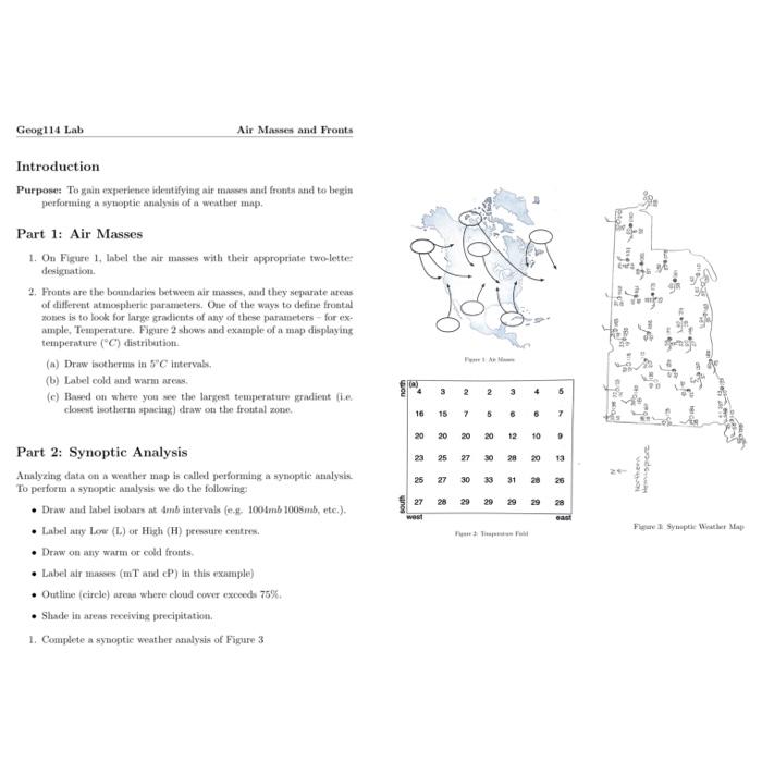 Geog114 Lab Air Masses and Fronts Introduction | Chegg.com