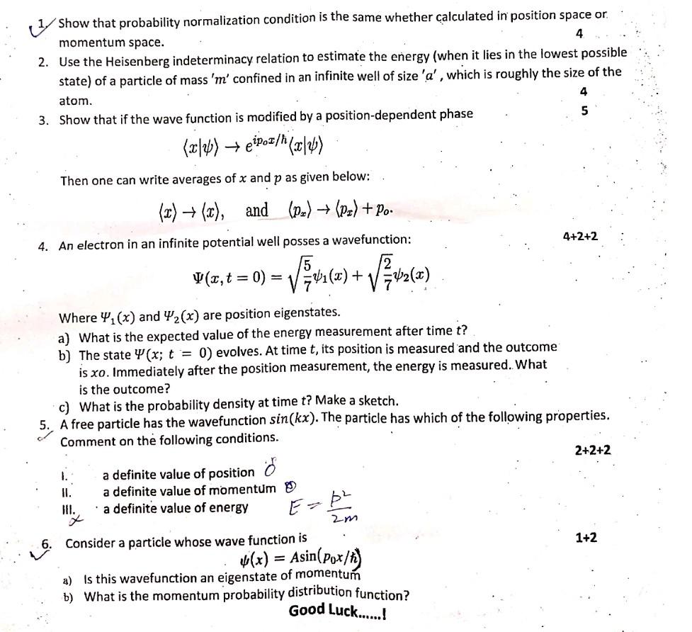Solved 1. Show that probability normalization condition is | Chegg.com