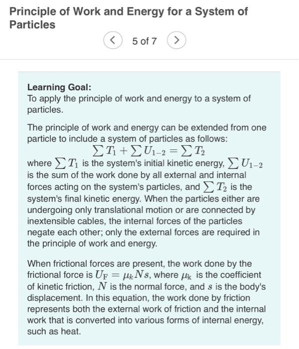 Solved Principle of Work and Energy for a System of | Chegg.com