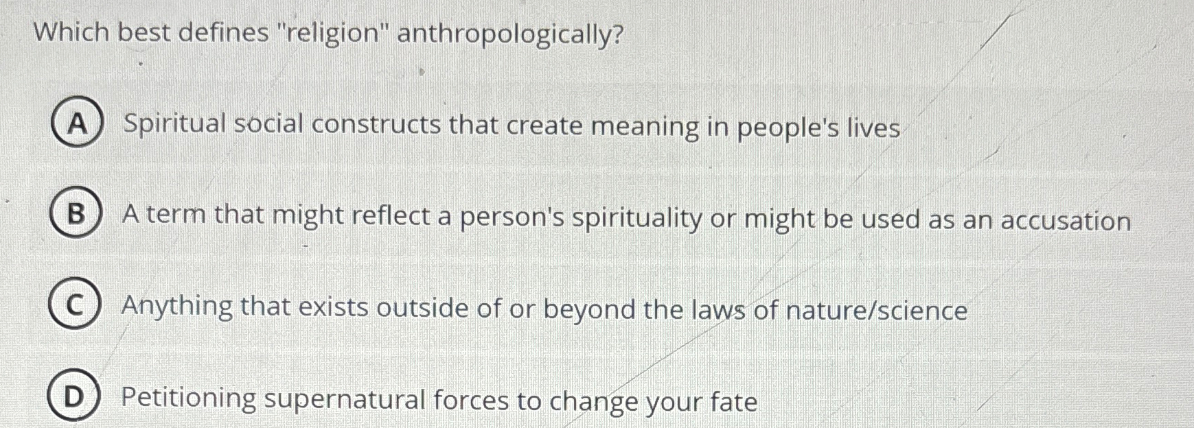 Solved Which best defines "religion" | Chegg.com