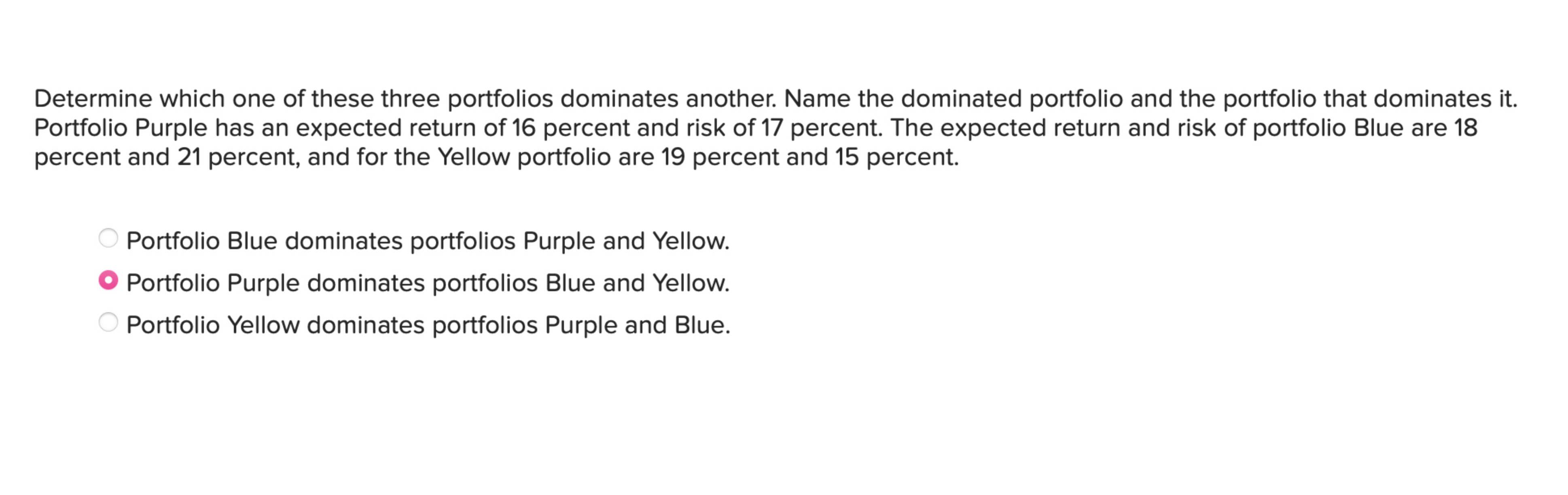 Solved Determine which one of these three portfolios | Chegg.com