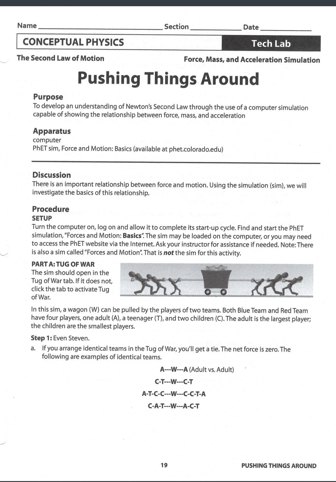 Name Section Date CONCEPTUAL PHYSICS Tech Lab The | Chegg.com