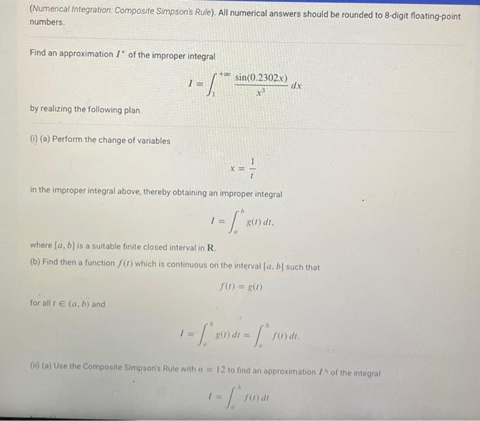 Solved (Numerical Integration: Composite Simpson's Rule). | Chegg.com