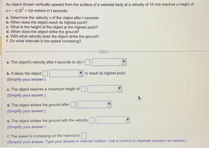 Solved An object thrown vertically upward from the surface | Chegg.com