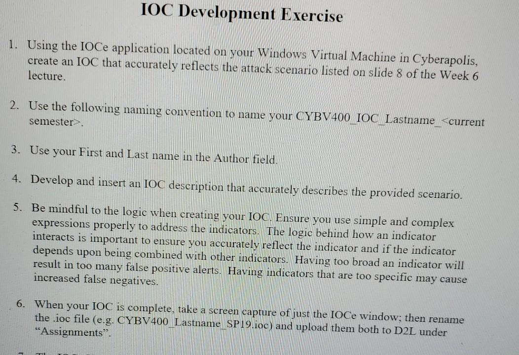 IOC Development Exercise 1. Using the IOCe | Chegg.com
