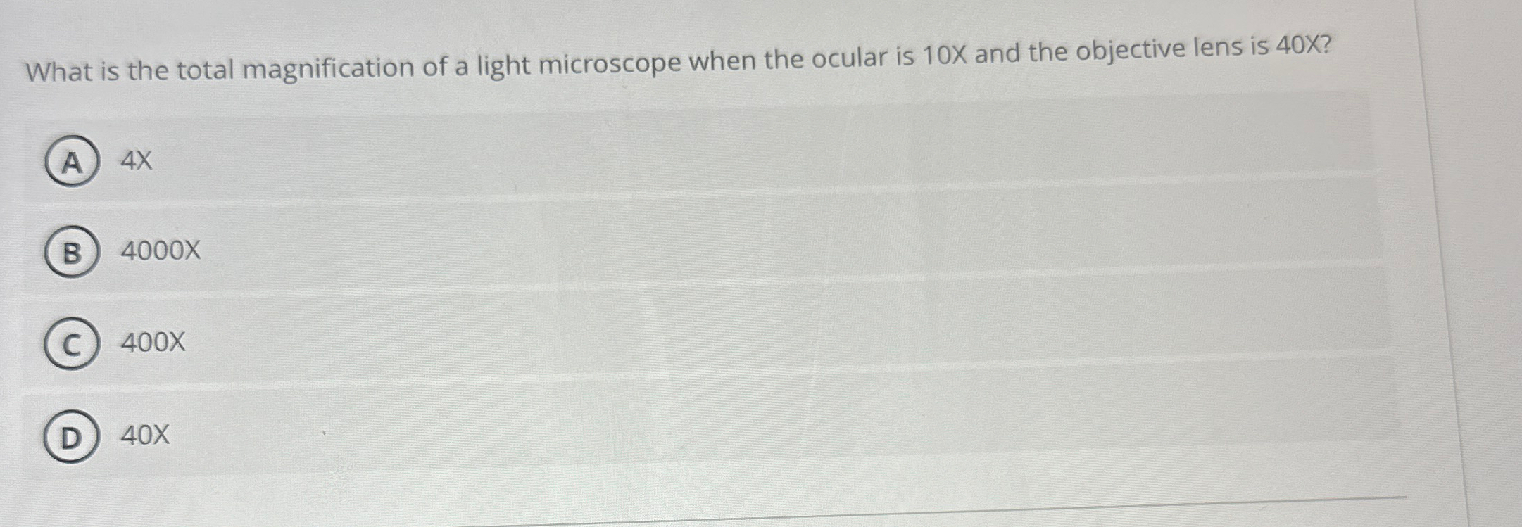 Solved What is the total magnification of a light microscope | Chegg.com
