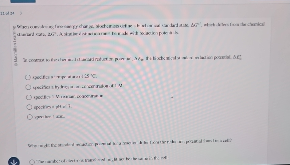 Solved 11 ﻿of 24When considering free-energy change, | Chegg.com