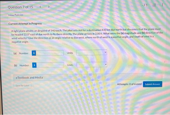 Solved A light plane attains an airspeed of 540 km/h. The | Chegg.com