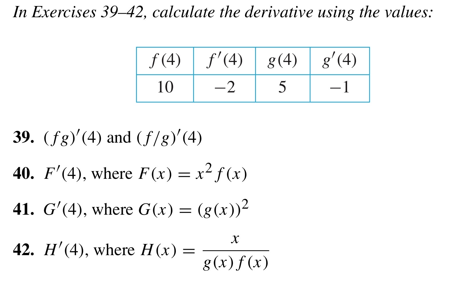 Solved In Exercises 39-42, ﻿calculate the derivative using | Chegg.com