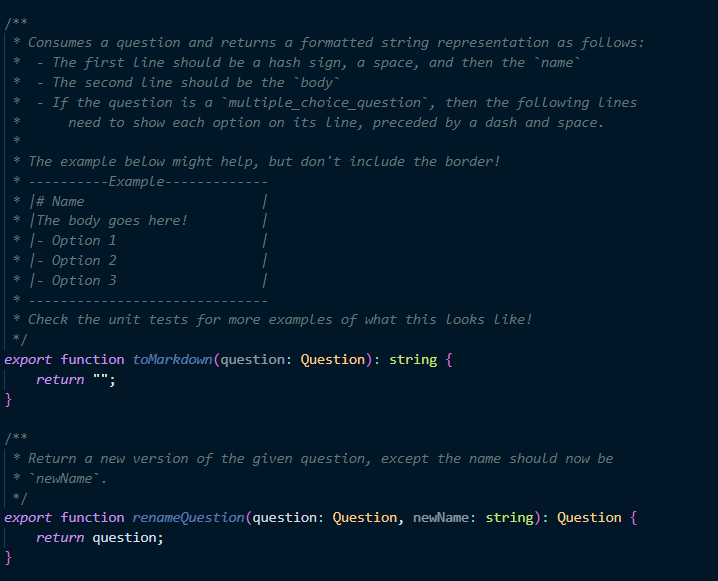Solved Please Do All Of The Functions In Typescript