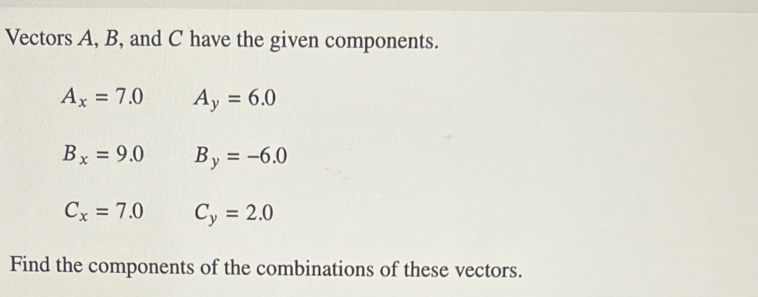 Solved Vectors A,B, ﻿and C ﻿have the given | Chegg.com