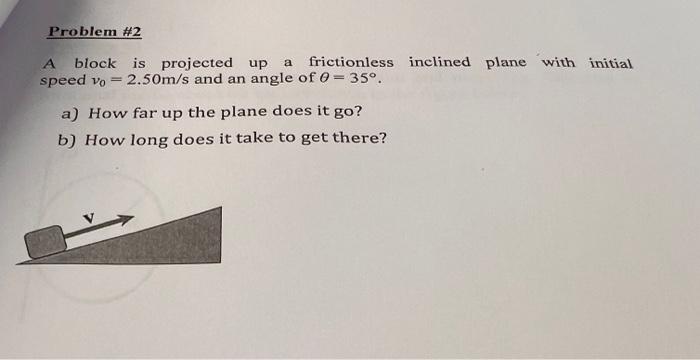 Solved A block is projected up a frictionless inclined plane | Chegg.com