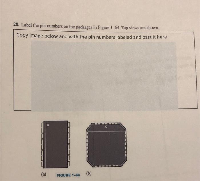 Solved 28. Label the pin numbers on the packages in Figure | Chegg.com