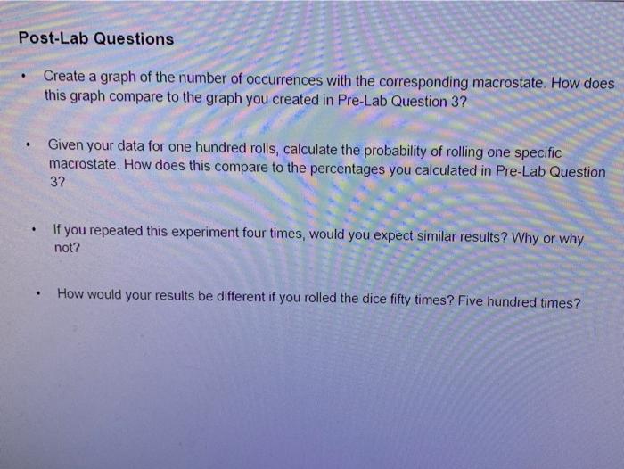 Solved U Pies Table 3: Dice Macrostate Probability Data - | Chegg.com