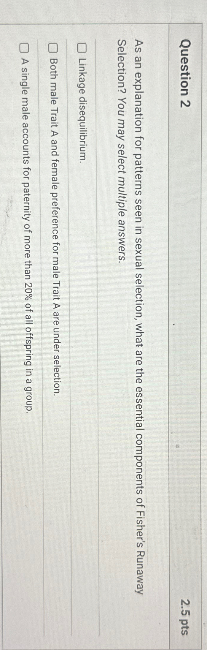 Solved Question 22.5ptsAs an explanation for patterns seen | Chegg.com