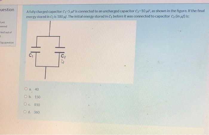 Solved uestion A fully charged capacitor C1=5 pF is | Chegg.com