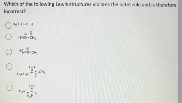 Solved Which Of The Following Lewis Structures Violates The